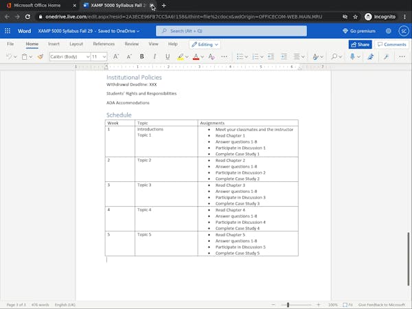Creating An Interactive Syllabus Using Microsoft Word 7300