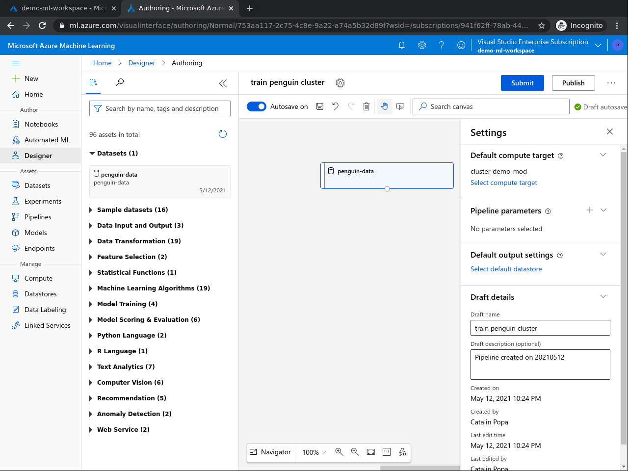 Develop Clustering Models with Azure ML Designer