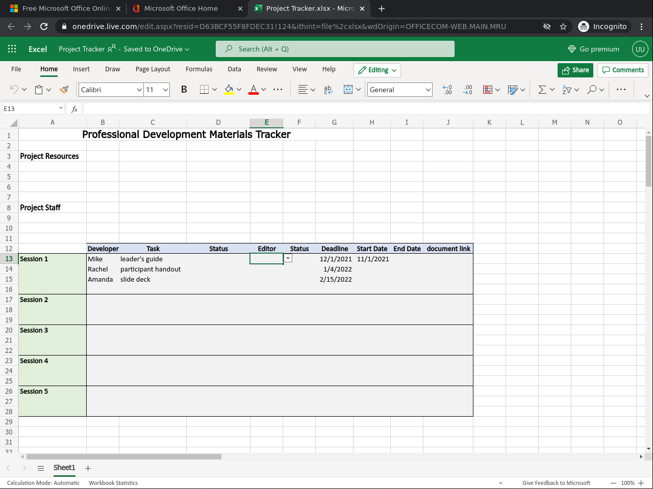Create a Project Management Tracker using Microsoft Excel (Short Course ...