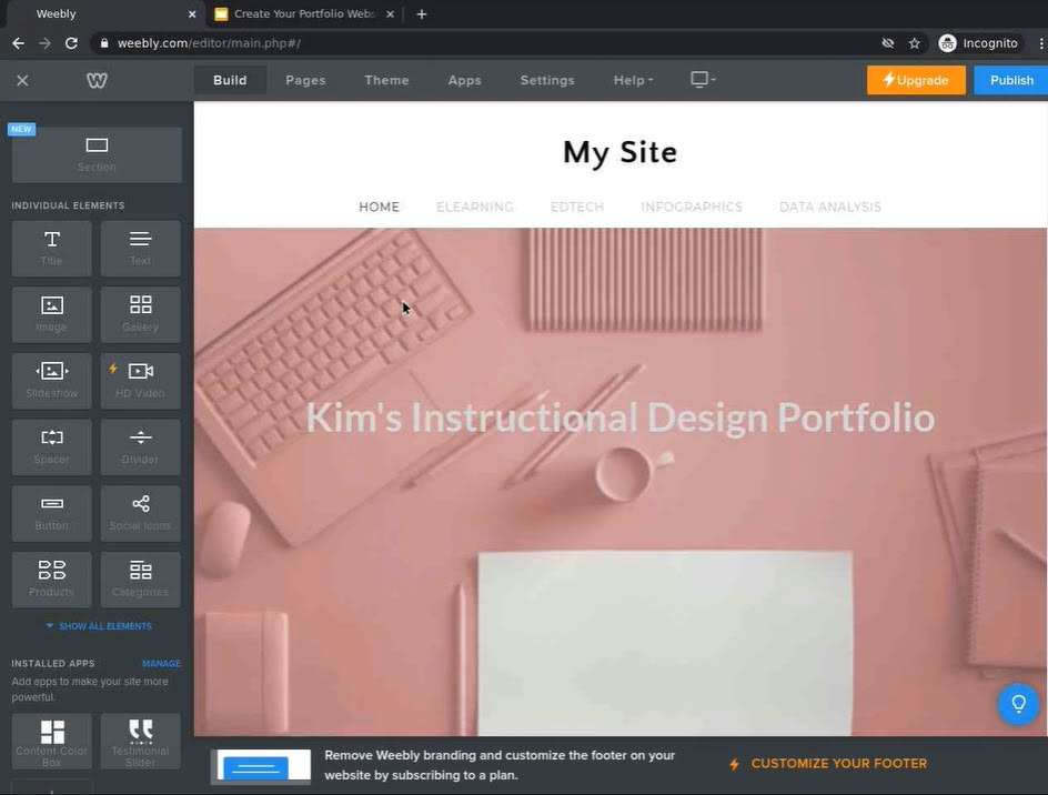 Creating a Portfolio Using Weebly