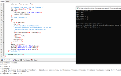 Create C Control Constructs using DevC++