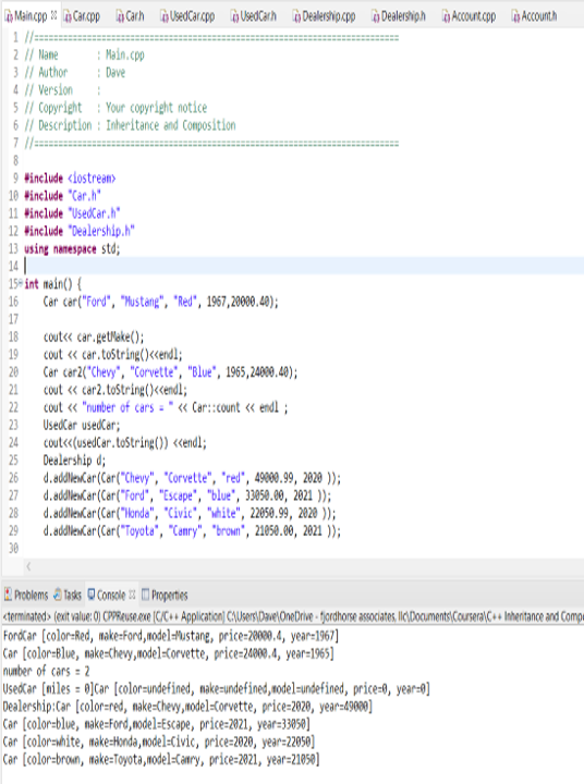 C++ Inheritance, Aggregation and Composition