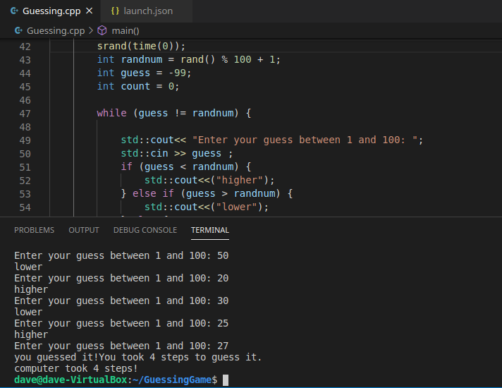 Build a Guessing Game Application using C++
