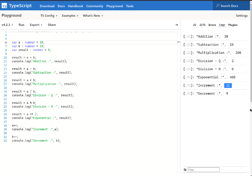 TypeScript Operators