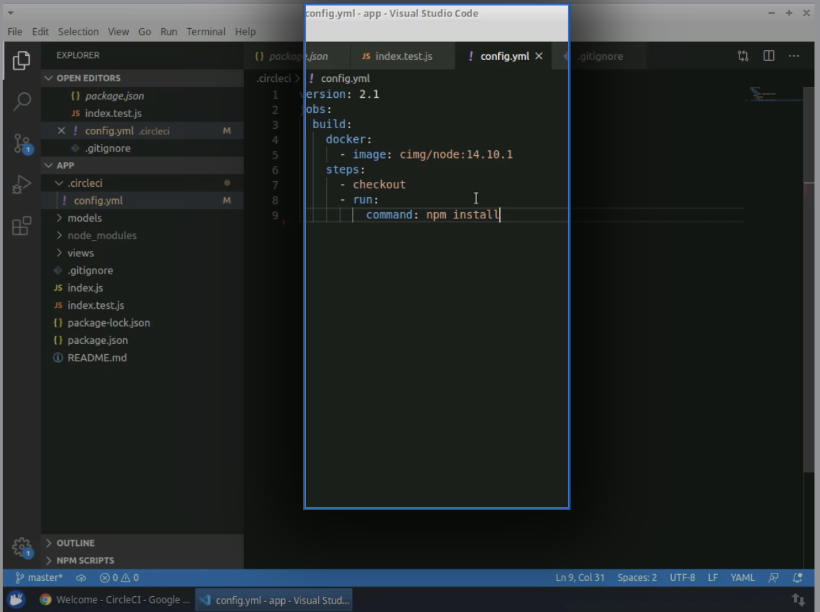 Set up a Continuous Integration (CI) workflow in CIrcleCI