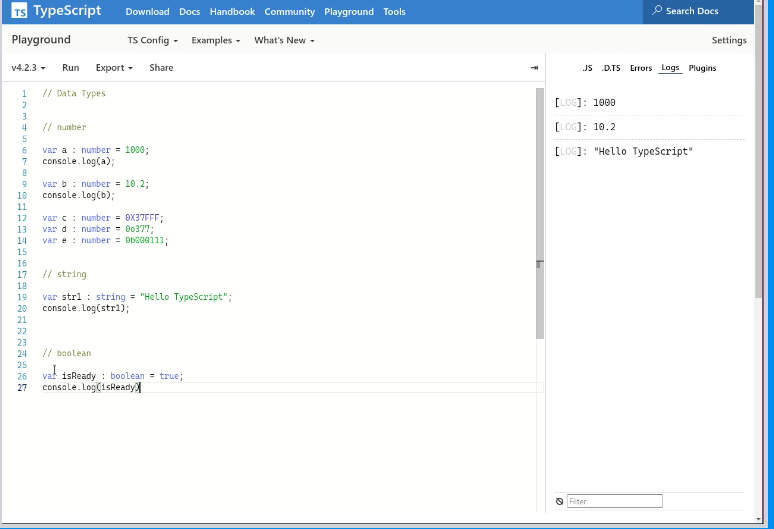 TypeScript Variables and Data Types